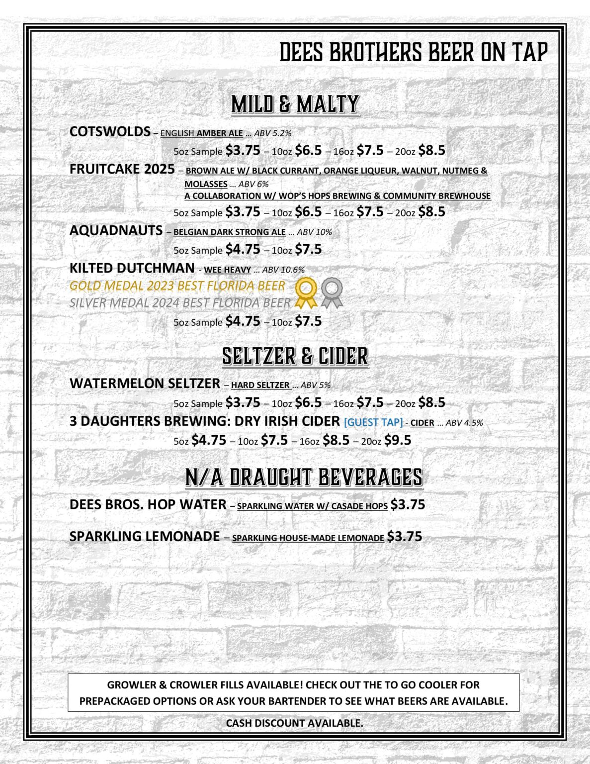 BEER & DRINKS MENU